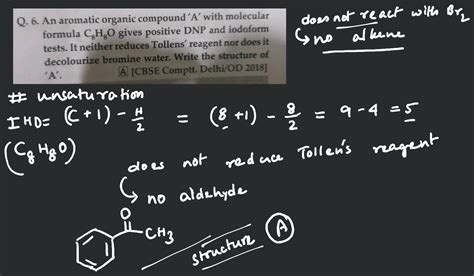 Q 6 An Aromatic Organic Compound A With Molecular Formula C8 H8 O G
