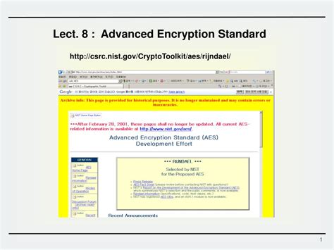 Ppt Lect Advanced Encryption Standard Powerpoint Presentation