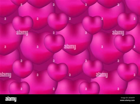 Happy Valentine S Day Realistic 3d Heart Seamless Pattern Red Love Background Romance