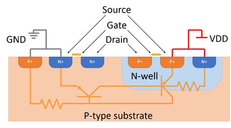 Cross Section Schematic View Of A P Type Substrate Containing An N Type