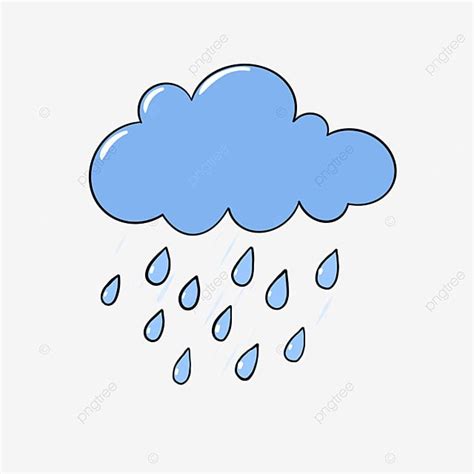 A Blue Cloud With Rain Drops Falling Down On It Cartoon Illustration