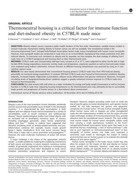 Pdf Thermoneutral Housing Is A Critical Factor For Immune Function