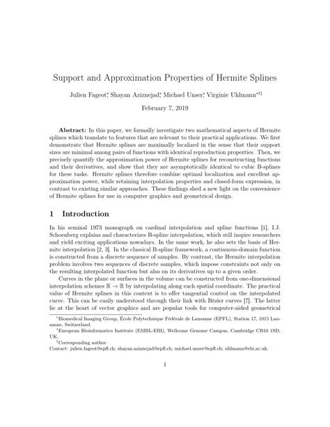 Pdf Support And Approximation Properties Of Hermite Splines