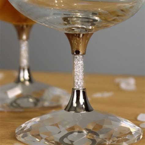 Pair Of Brandy Glasses Filled With Swarovski Crystals By Diamond Affair