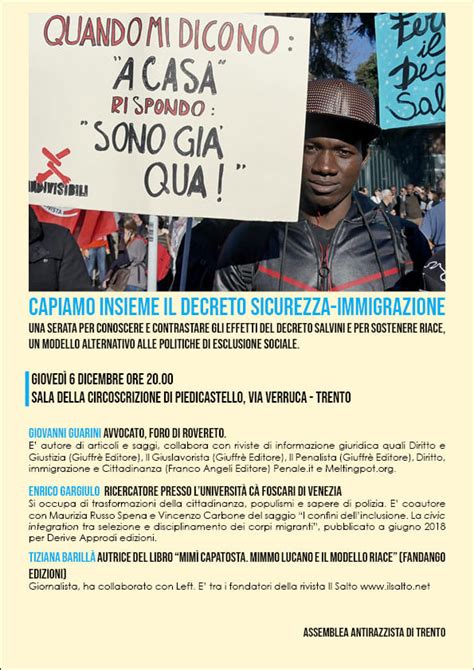 Capiamo Insieme Il Decreto Sicurezza Immigrazione