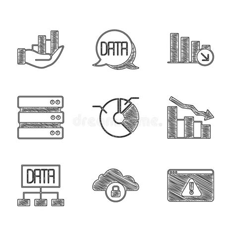Set Pie Chart Infographic Cloud Computing Lock Browser With
