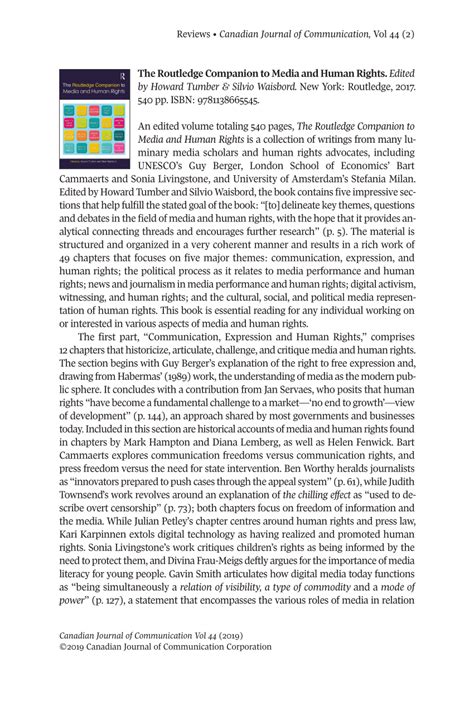 Pdf The Routledge Companion To Media And Human Rights