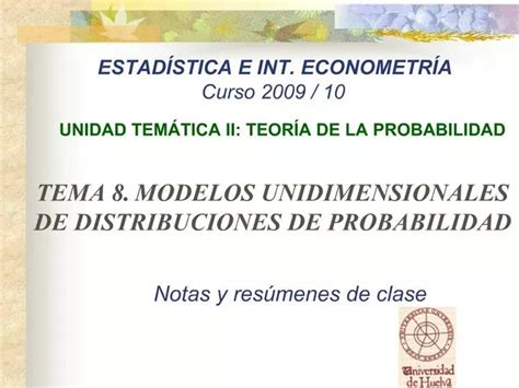 PPT ESTAD STICA E INT ECONOMETR A Curso 2009 PowerPoint Presentation