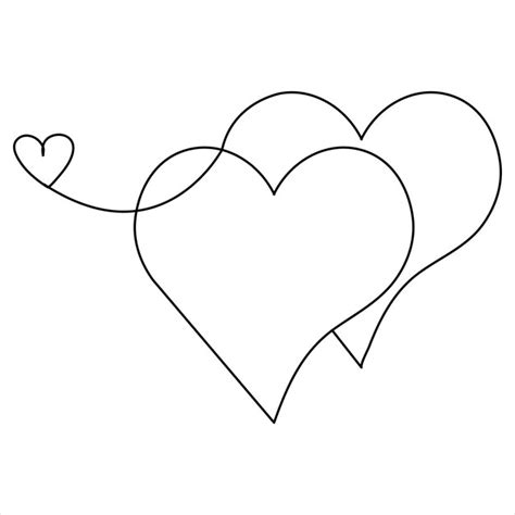 Continu één Lijn Tekenen Hart Valentijnsdag Liefde Geïsoleerde Hand
