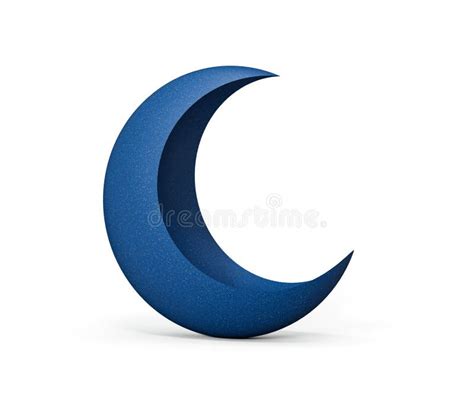3d Rendering Of A Blue Crescent On A White Isolated Background Stock
