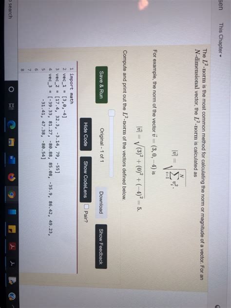 Solved Sen This Chapter The L Norm Is The Most Common