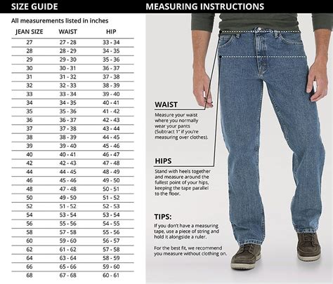 Men Jeans Size Chart Educational Chart Resources