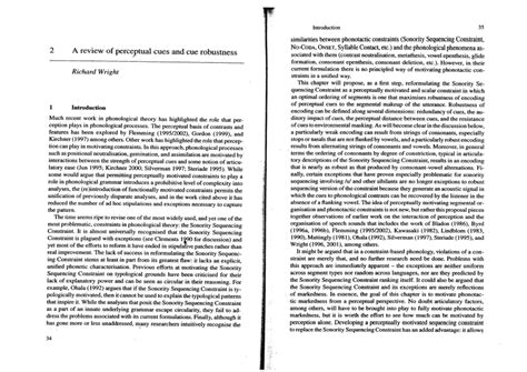 Pdf Perceptual Cue Robustness And Phonotactic Constraints
