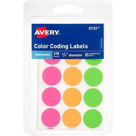 Avery Round Neon Removeable Color Coding Labels 3 4 Diameter