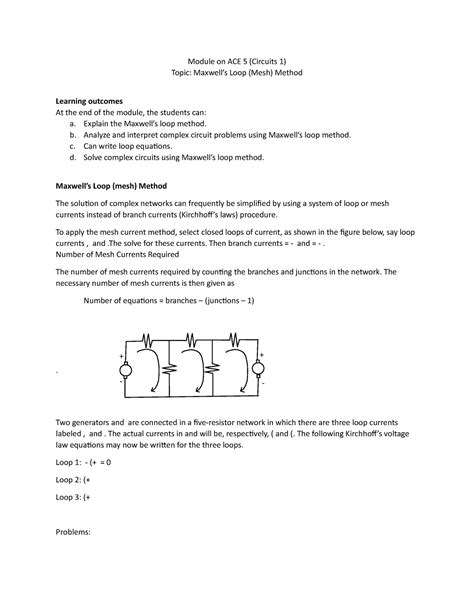 Maxwells Loop Mesh Method Module On Ace Circuits Topic