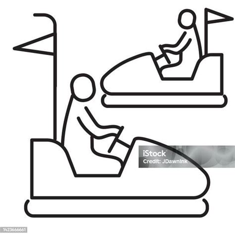 범퍼 자동차 놀이 공원 타기 흰색 배경에 얇은 선 아이콘 편집 가능한 스트로크 범퍼카 놀이기구에 대한 스톡 벡터 아트 및 기타 이미지 범퍼카 놀이기구 상징 아이콘