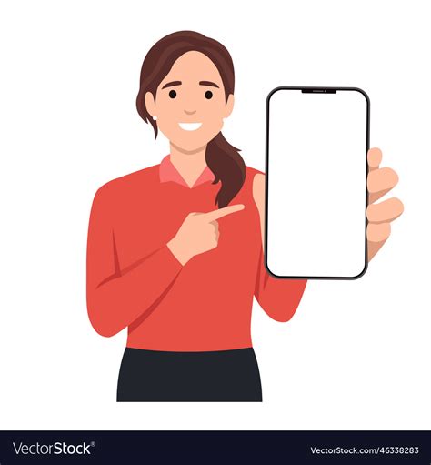 Woman Showing Blank Smartphone Screen Royalty Free Vector