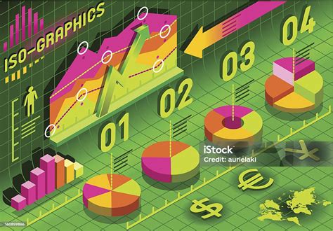 제품의 등각투영 인포그래픽 히스토그램 요소 다양한 색상 설정 0명에 대한 스톡 벡터 아트 및 기타 이미지 0명 개념 개념과 주제 Istock