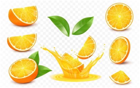 Premium Vector Fresh Orange Fruits And Splashes Of Juice 3d Realistic