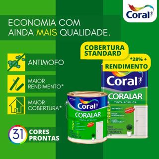 Tinta Econômica Fosca Coralar Paredes Coral 18 Litros Anti Mofo Acrica