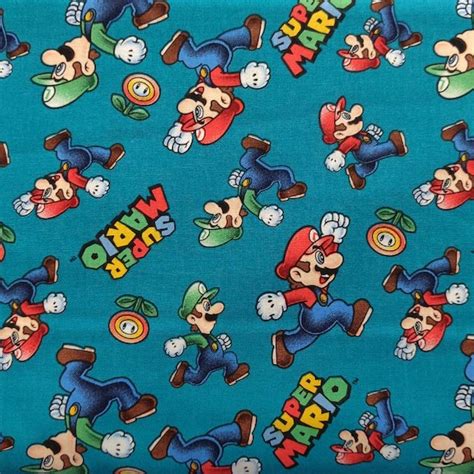 Super Mario Fabric By The Yard Etsy