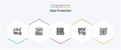 Data Protection 25 Line Icon Pack Including Security Lock Mobile