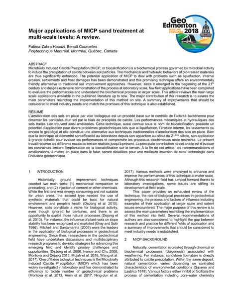 Pdf Major Applications Of Micp Sand Treatment At Multi Scale Levels A Review