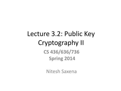 ppt lecture 3 2 public key cryptography ii powerpoint presentation