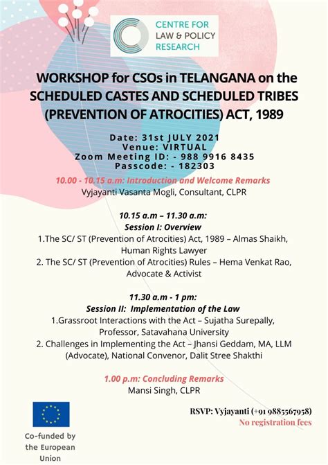 Workshop For Csos In Telangana On The Scheduled Castescheduled Tribe