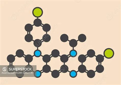 Clofazimine Leprosy Drug Molecule Stylized Skeletal Formula Chemical Structure Atoms Are