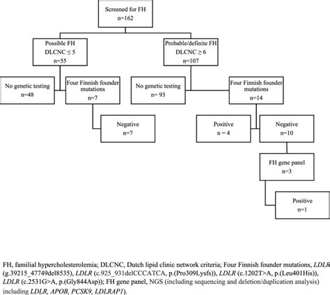 Flow Chart Of Genetic Testing FH Familial Hypercholesterolemia DLCNC