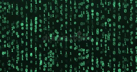 Green Matrix Style Binary Code Falling Numbers Digital Binary Code Processing On Screen