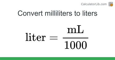 Milliliters → Liters Converter Ml To Liter Volume Converter