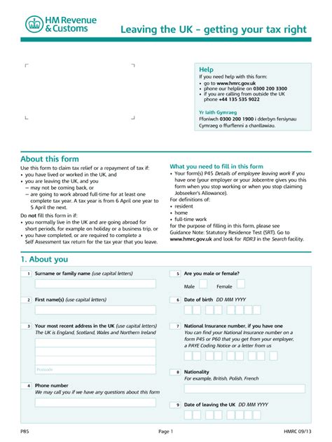 2013 2025 Form Uk Hmrc P85 Fill Online Printable Fillable Blank