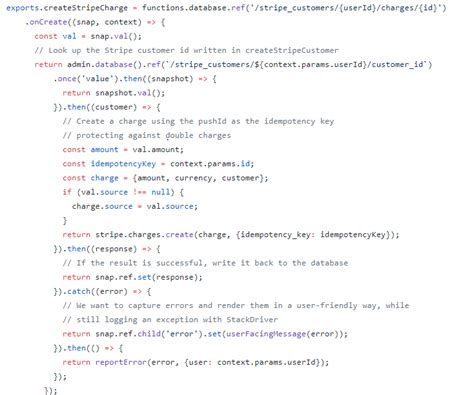 Version Of CreateStripeCharge Issue 422 Firebase Functions