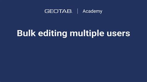 Bulk Editing Multiple Users