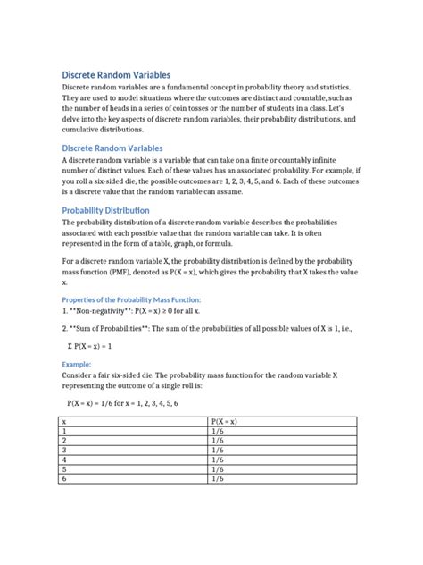 Discrete Random Variables Pdf Probability Distribution Random Variable