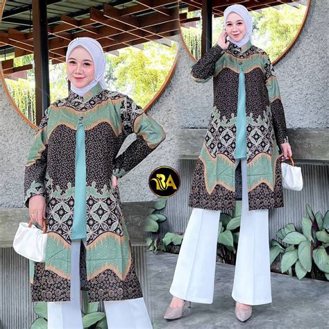 Baju Batik Tunik Kombinasi Motif Kekinian Terbaru Tunik Jumbo