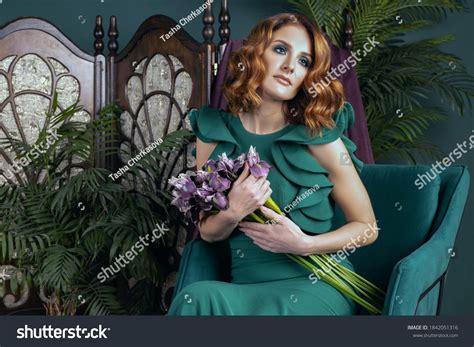Beautiful Sexy Woman Green Dress Long Stock Photo 1842051316 Shutterstock