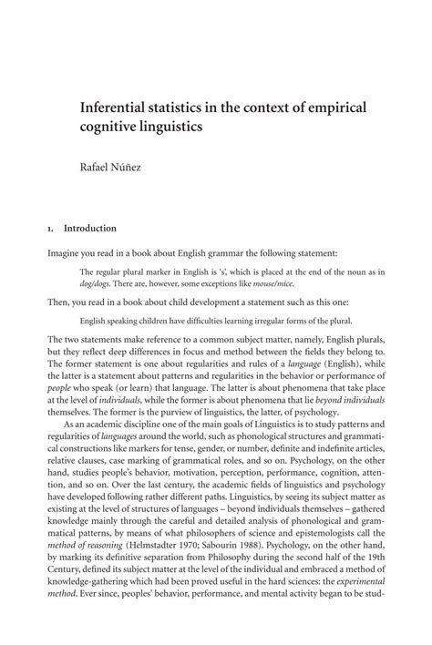 Inferential Statistics In The Context Of Empirical Cognitive Linguistics