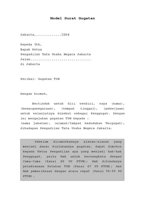 Contoh Format Gugatan Ptun Pdf