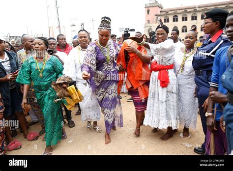 Osun Osogbo Arugba Undergoing Ritual Rites Before The Festival Stock