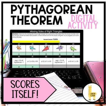 Pythagorean Theorem Digital Activity Self Checking Google Sheet