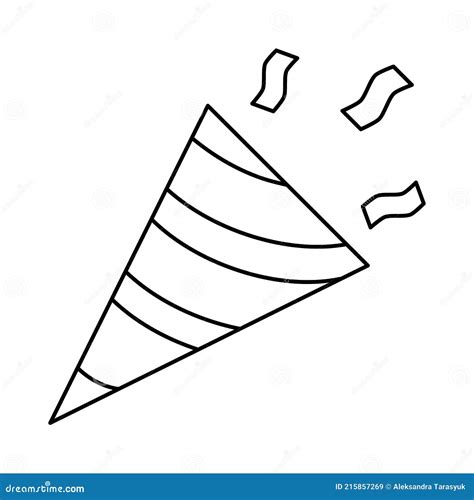 白色背景中突显的party Popper轮廓图标 矢量图插图 线性符号假期 向量例证 插画 包括有 图象 生日 215857269