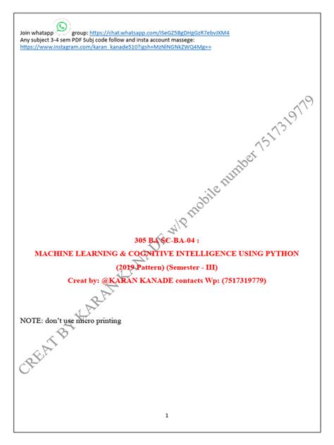 305 Ba Sc Mlc Intelligence Using Python Unlocked Pdf Machine Learning Data Mining