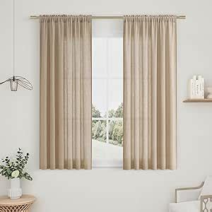 Amazon Guken Tan Linen Curtains 45 Inch Length For Living Room