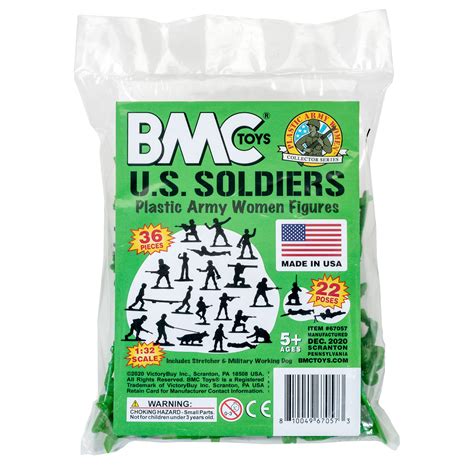 Bmc Plastic Army Women Green 36pc Female Soldier Figures Made In Usa