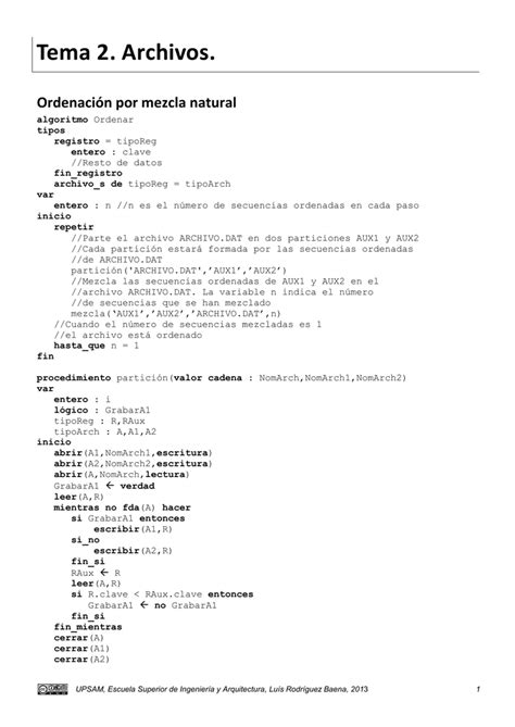 Algoritmo De Ordenación Por Mezcla Natural