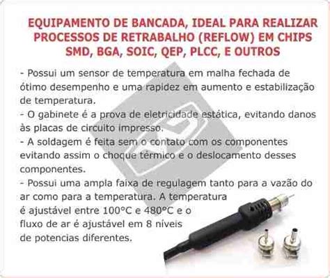 Estação De Solda E Retrabalho Ar Quente 2 Em 1 Yaxun 902