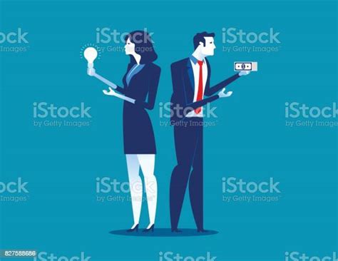 두 사업가 들고 돈을 고 아이디어 컨셉 비즈니스 벡터 일러스트입니다 2명에 대한 스톡 벡터 아트 및 기타 이미지 2명 개념